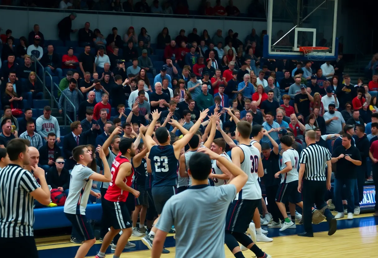 High School Basketball Brawl Halts Game Action